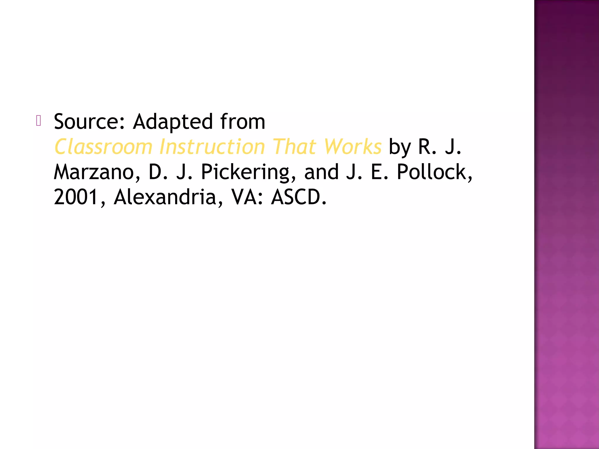 Marzano’s 9 instructional strategies | PPT