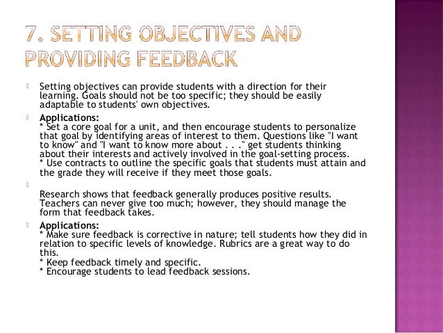 Marzano’s 9 instructional strategies Marzano’s 9 instructional strategies