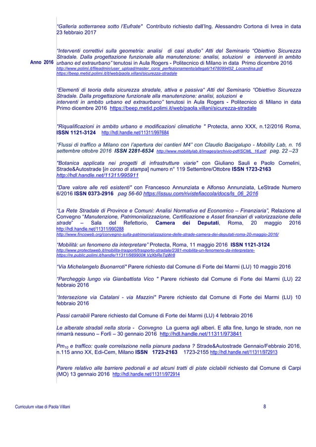 Paola Villani Curriculum Vitae | PDF