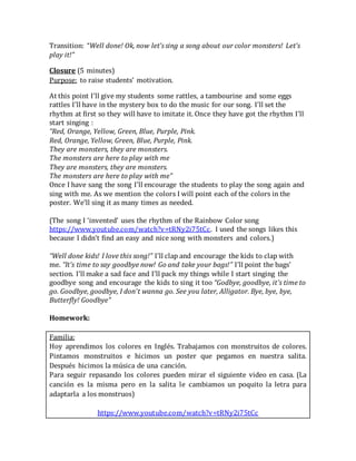 Lesson plan class 2 - Kinder | PDF