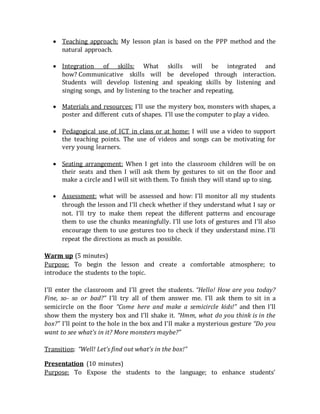 Lesson plan class 5 - Kinder | DOCX