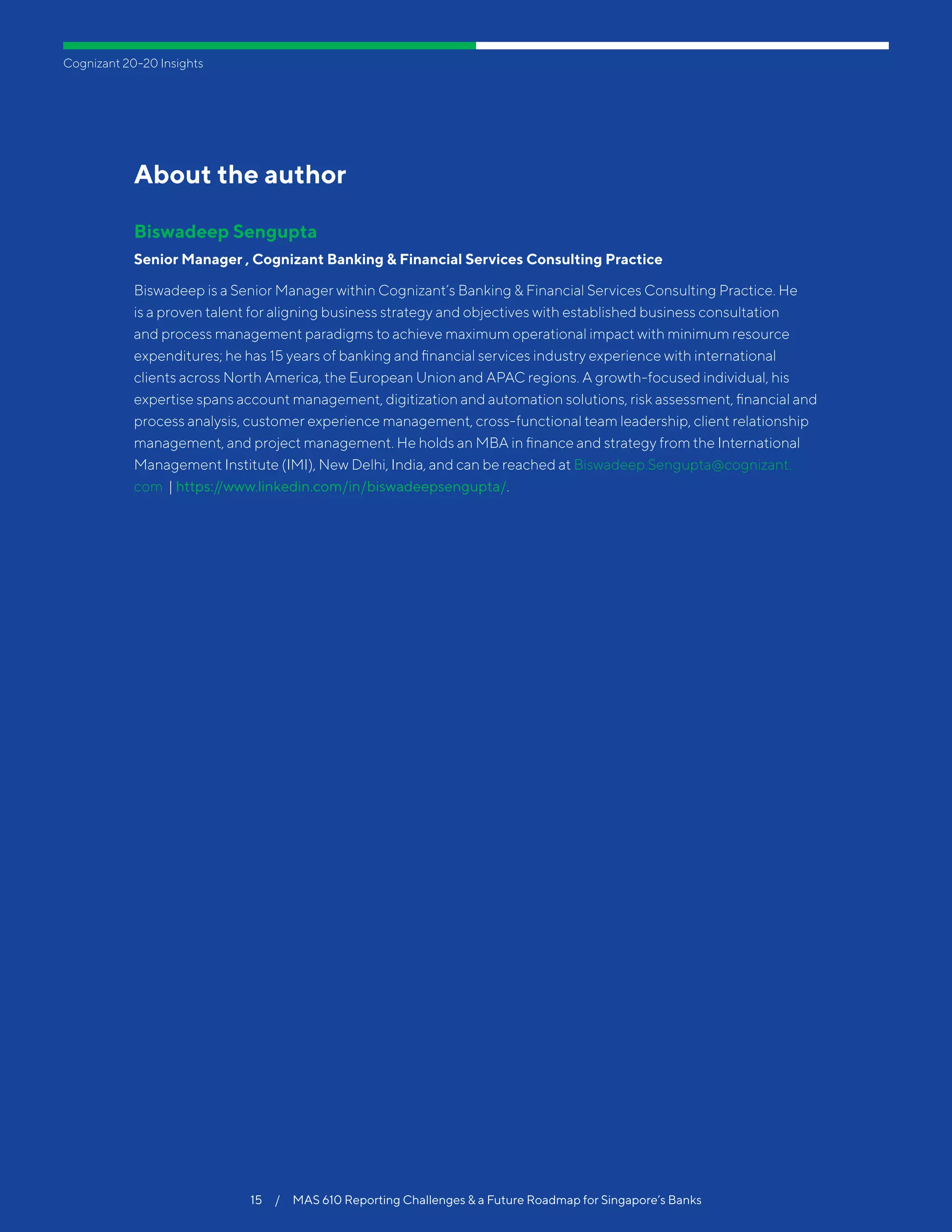 MAS 610 Reporting Challenges & a Future Roadmap for Singapore’s Banks | PDF