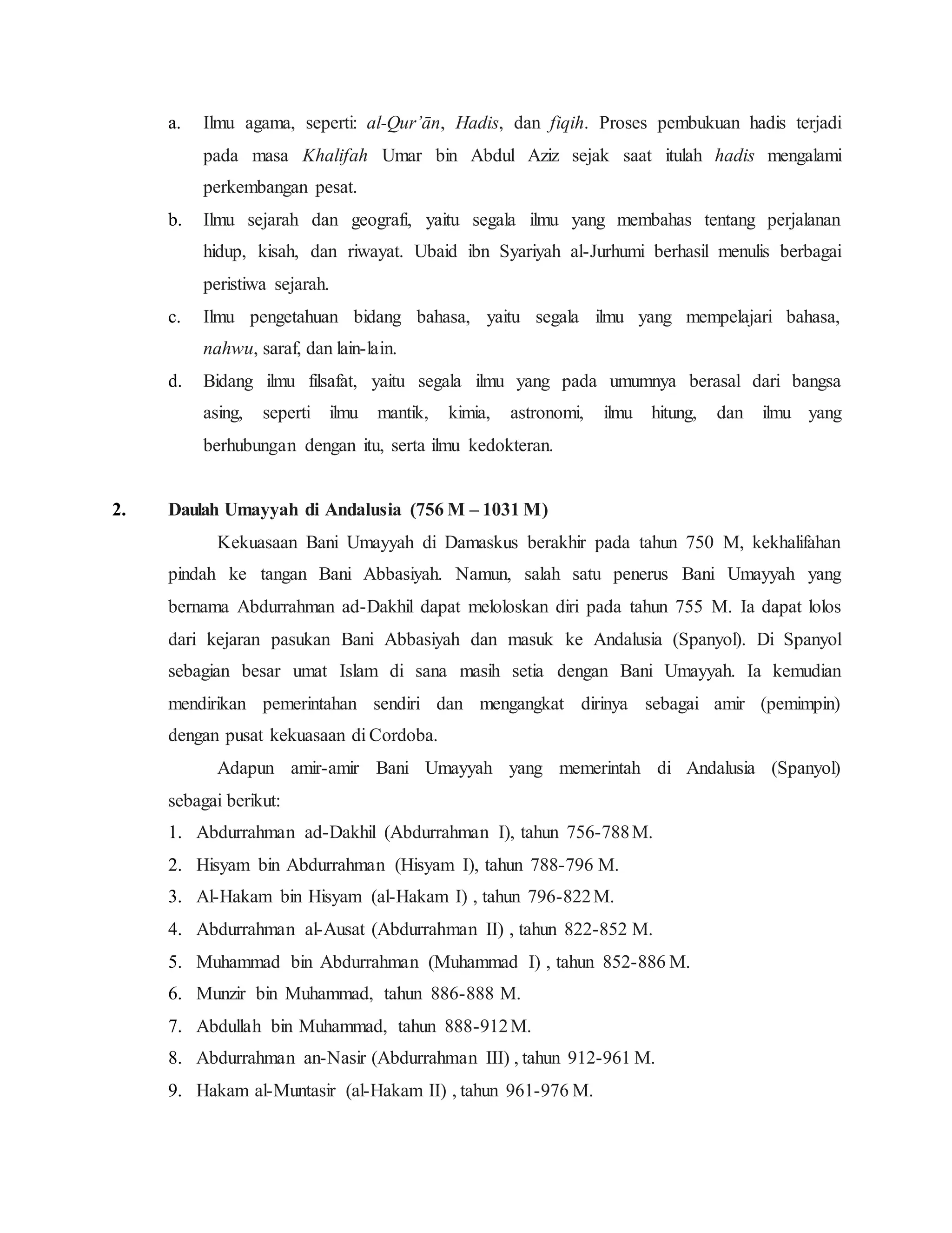 Masa bani umayah | DOCX