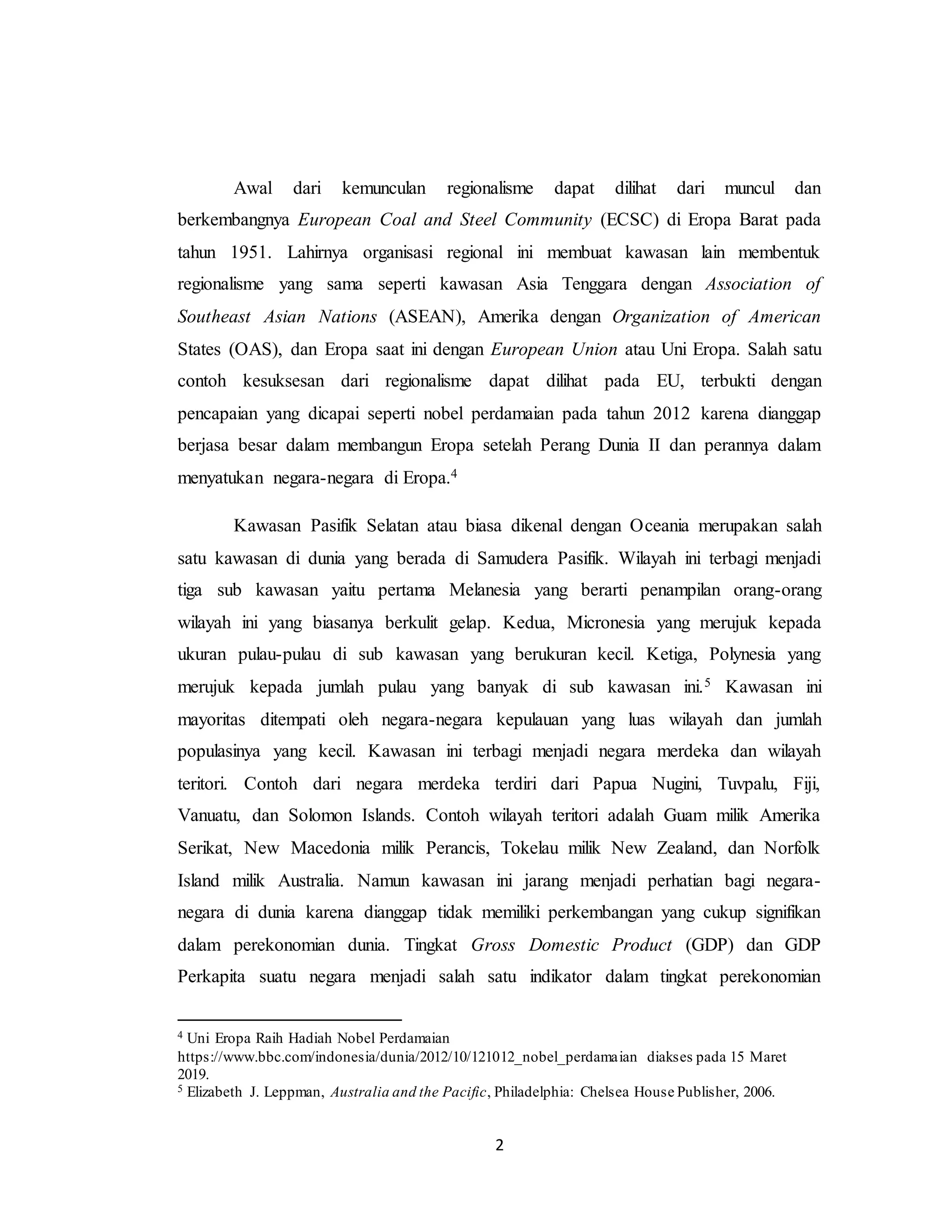 Masa Depan Regionalisme Pasifik Selatan | DOCX