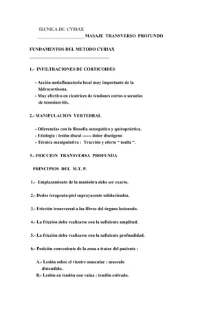 Masaje transverso profundo o cyriax | PDF
