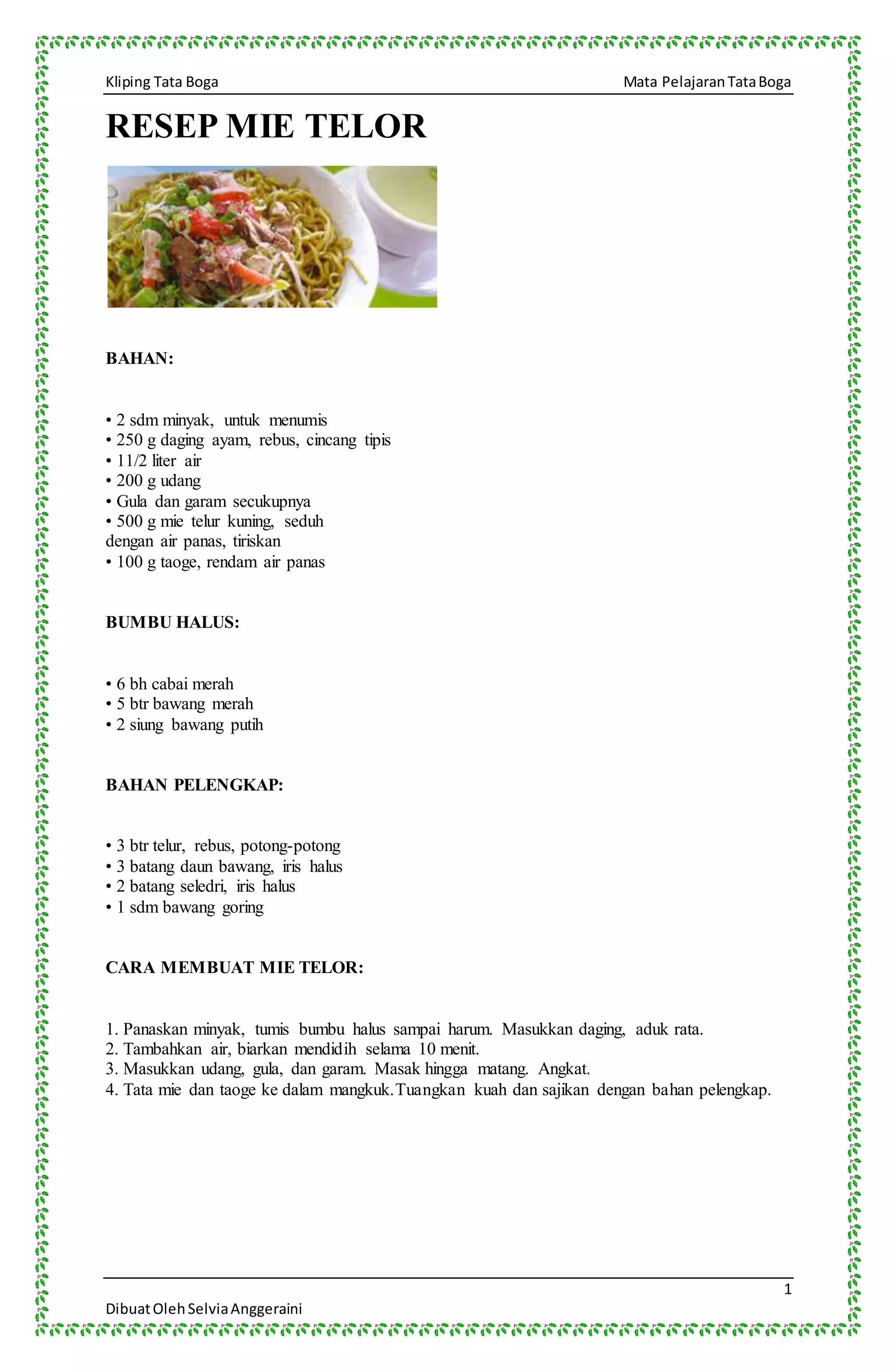 Resep masakan | DOCX