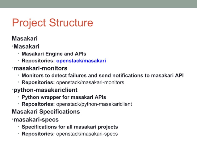 Masakari project onboarding | PPT | Cloud Computing | Internet