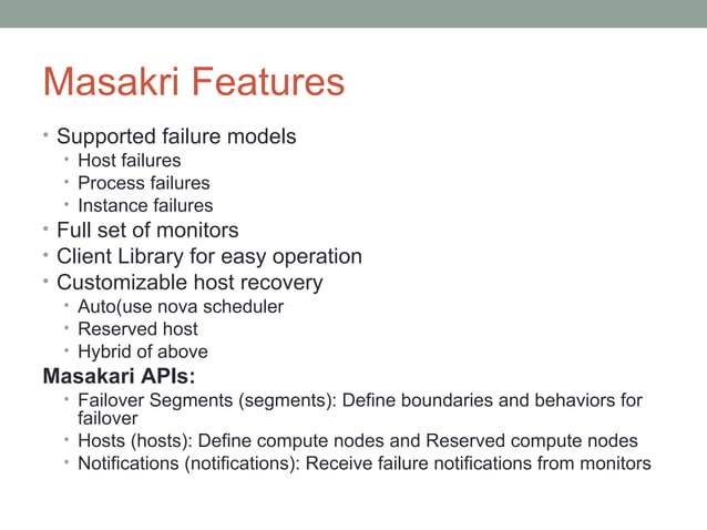 Masakari project onboarding | PPT | Cloud Computing | Internet