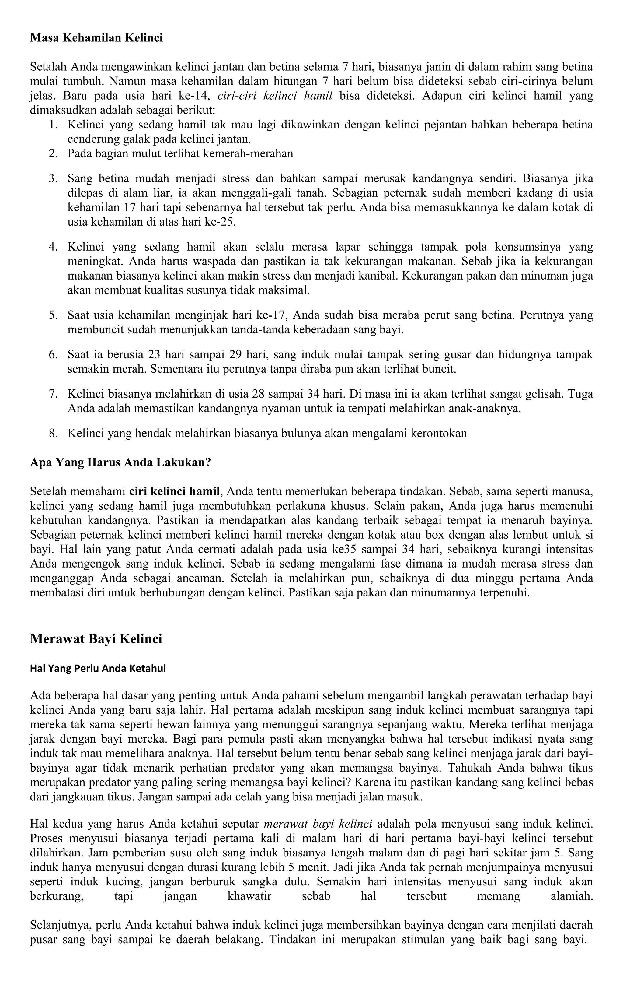 Kehamilan Kelinci | DOC