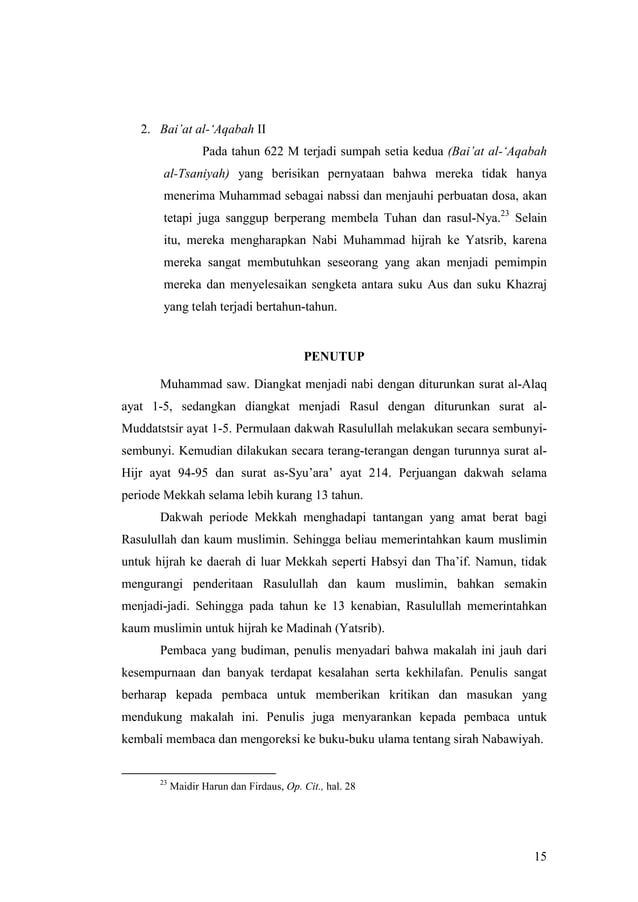 Sirah Nabawiyah: Masa kenabian dan kerasulan sampai hijrah | PDF