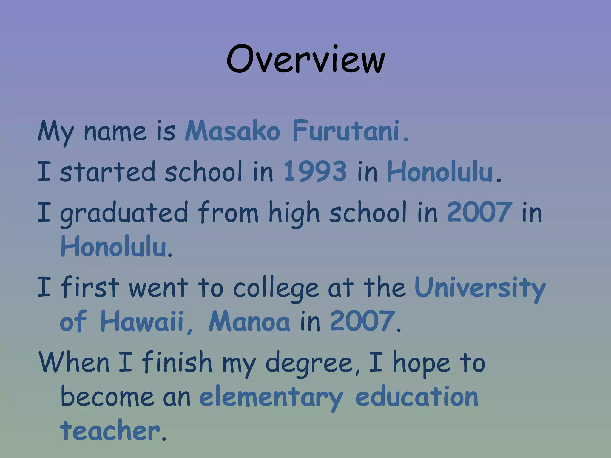 Masako Furutani Timeline | PPT
