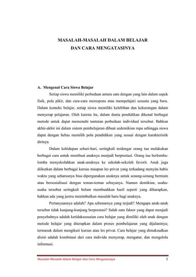 Masalah masalah belajar | DOCX