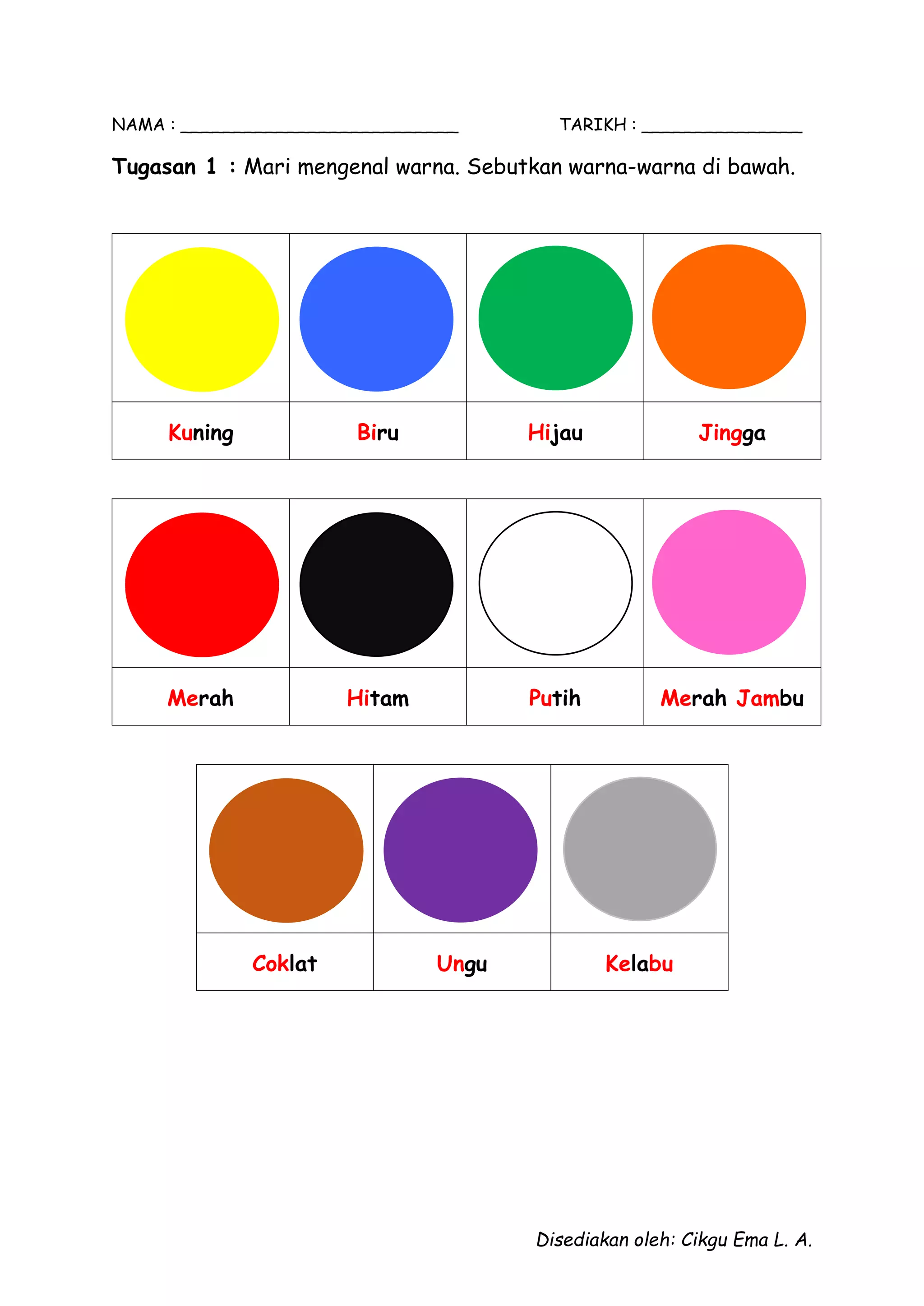 Masalah pembelajaran matematik tahun 1 (warna) | PDF