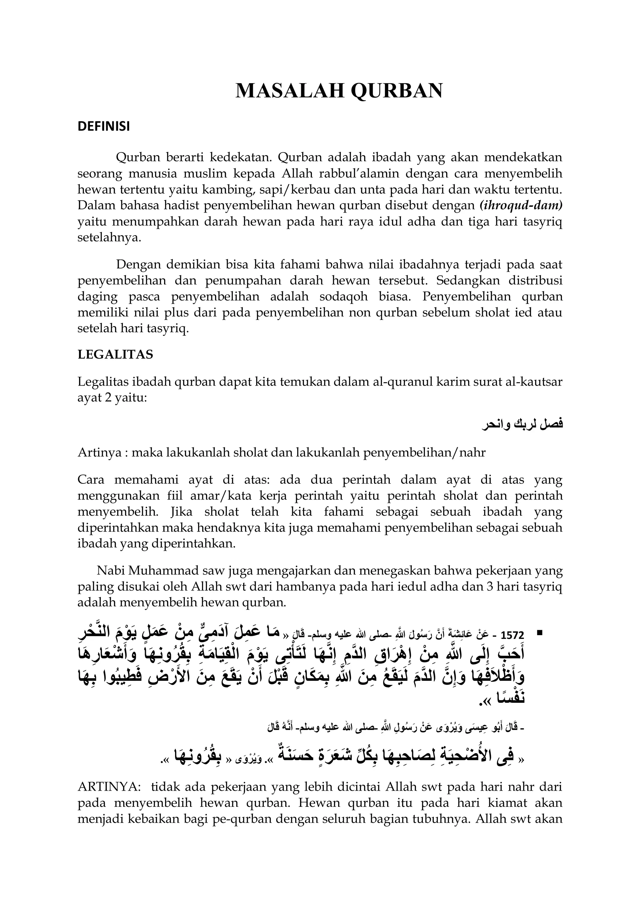 Masalah seputar qurban | PDF