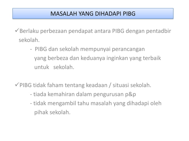 Masalah yang dihadapi pibg | PPTX