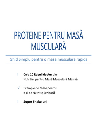 Proteine pentru masa musculara | PDF