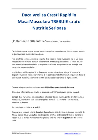 Proteine pentru masa musculara | PDF