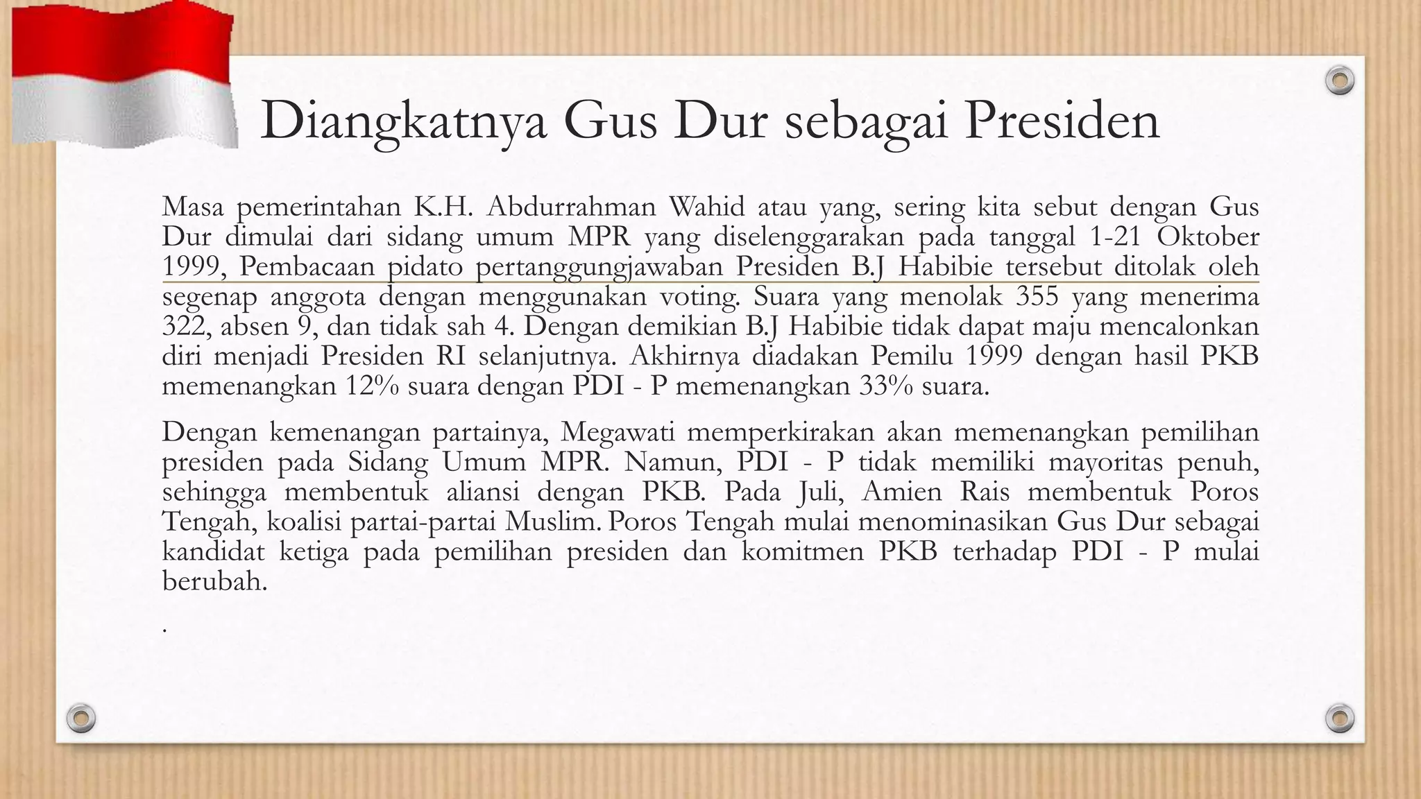Masa pemerintahan gus dur | PPTX