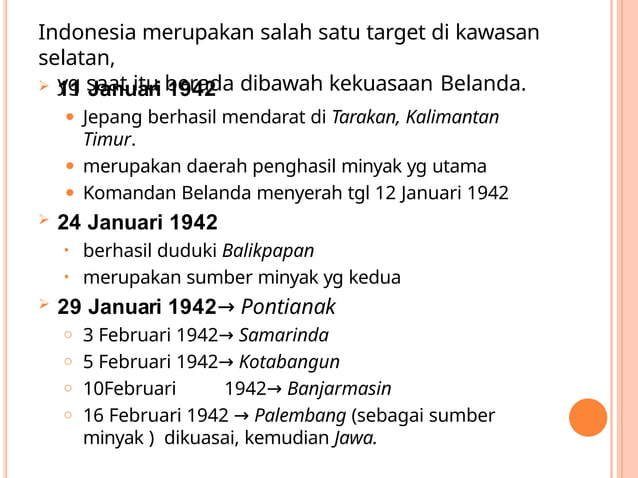 Zaman masa pendudukan jepang di Indonesia | PPTX