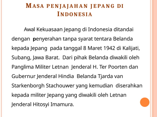 Zaman masa pendudukan jepang di Indonesia | PPTX