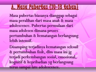 Masa puber, remaja dan gadis remaja | PPT