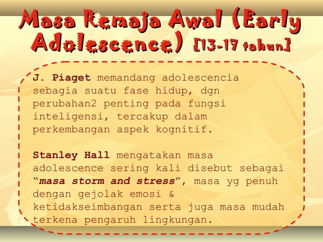 Masa puber, remaja dan gadis remaja | PPT