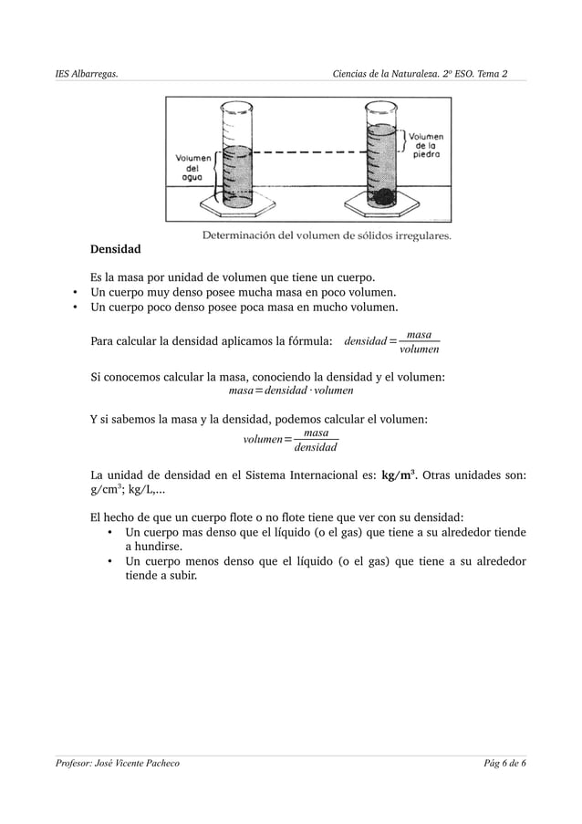 Masa y volumen segundo eso | PDF