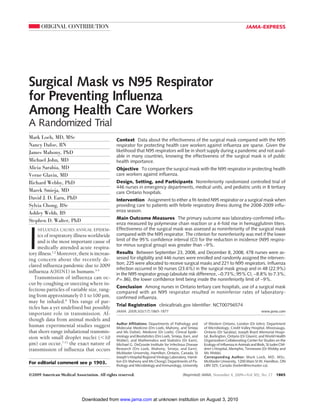 Mascarillas quirurgicas, N95 e influenza | PDF