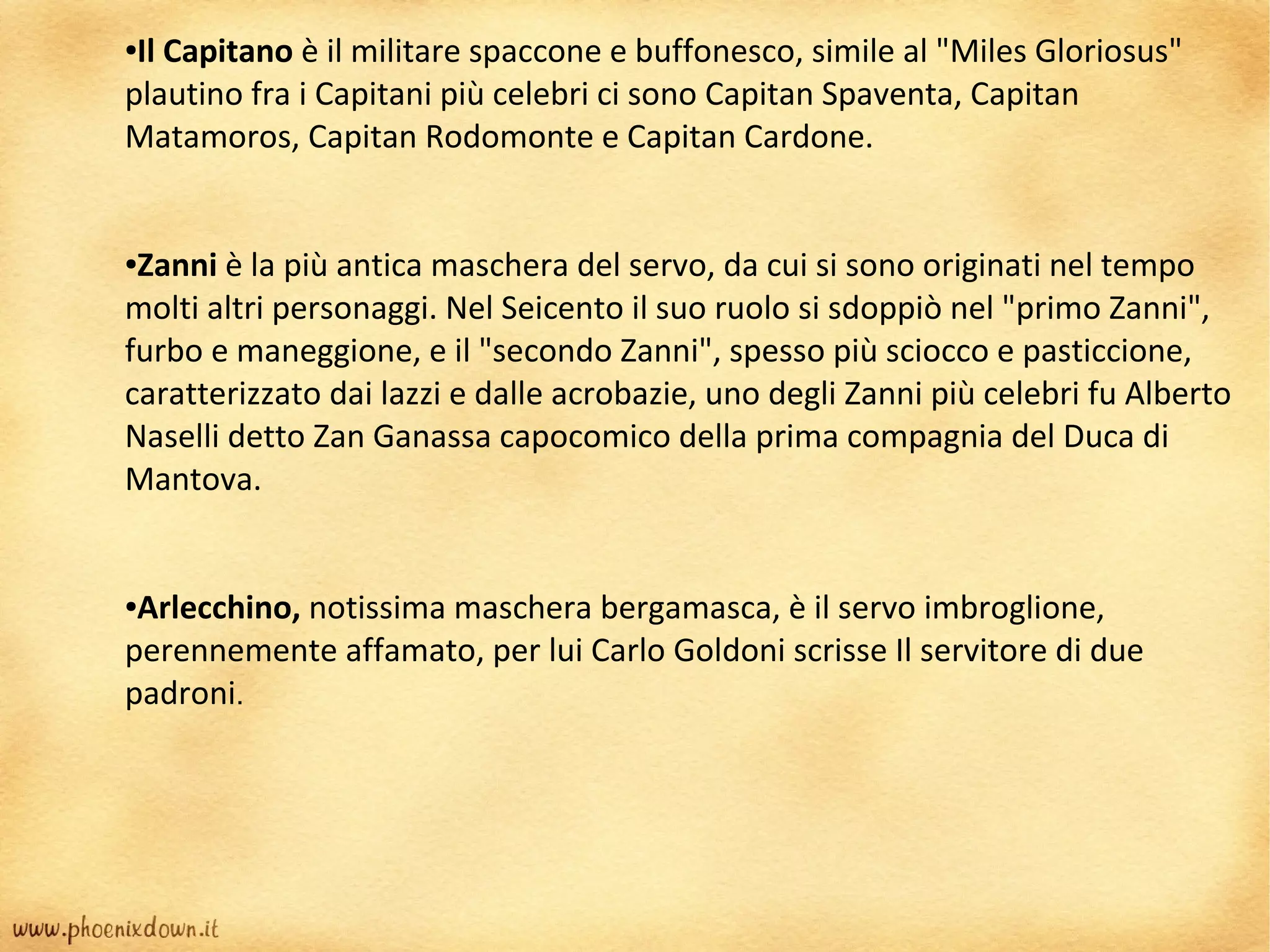 Le maschere nella commedia dell’arte | ODP