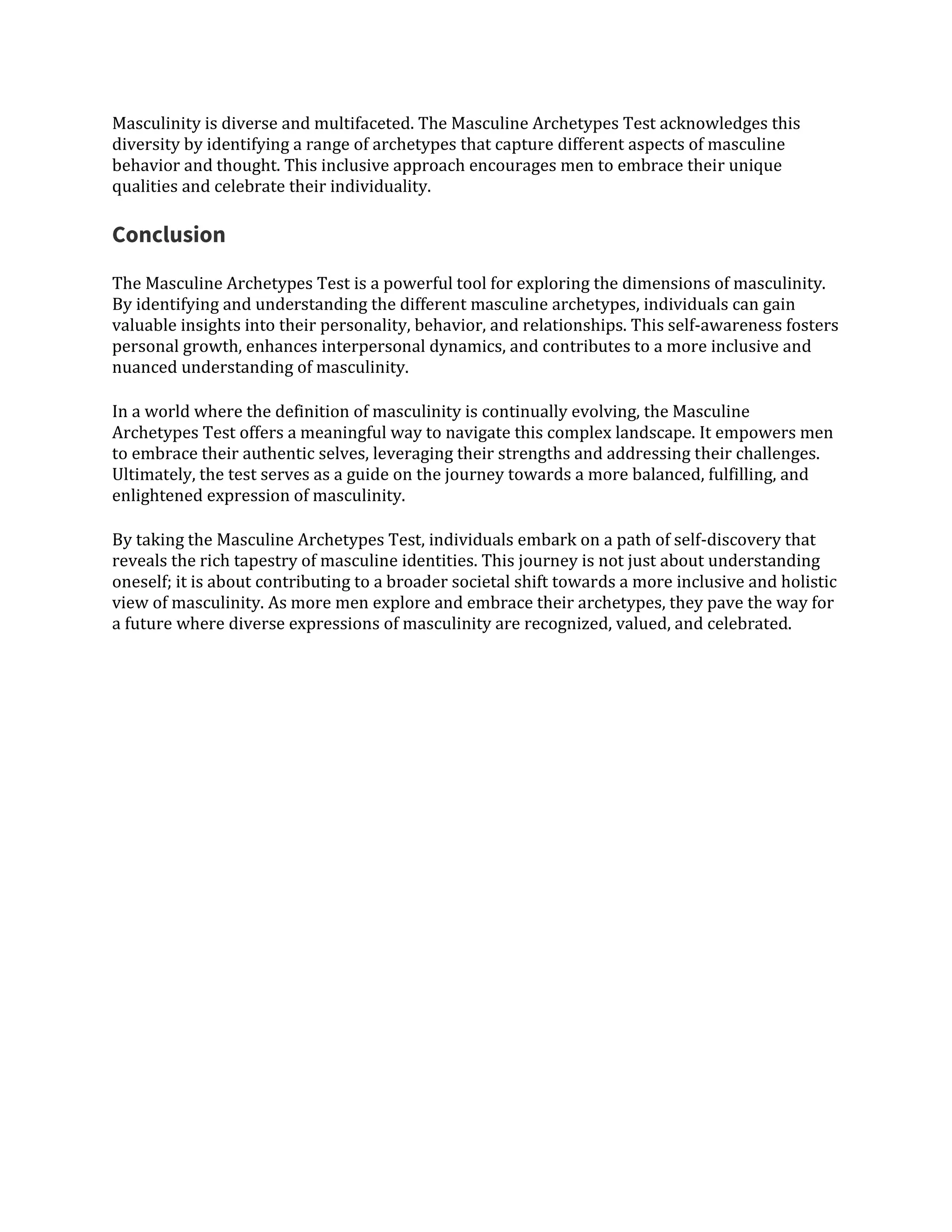 Masculine Archetypes Test: Unveiling the Dimensions of Masculinity ...