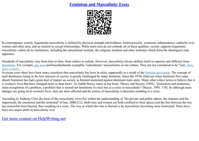 Masculinity Essay | PPT