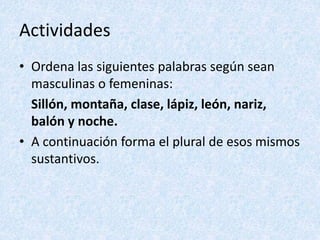 Masculino femenino y singular-plural | PPTX
