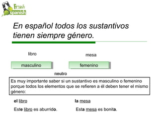 Learn Spanish with Fresh Spanish: ¿Masculino o femenino? | PPT