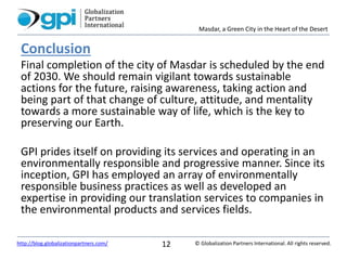 Masdar, a Green City in the Heart of the Desert | PPTX