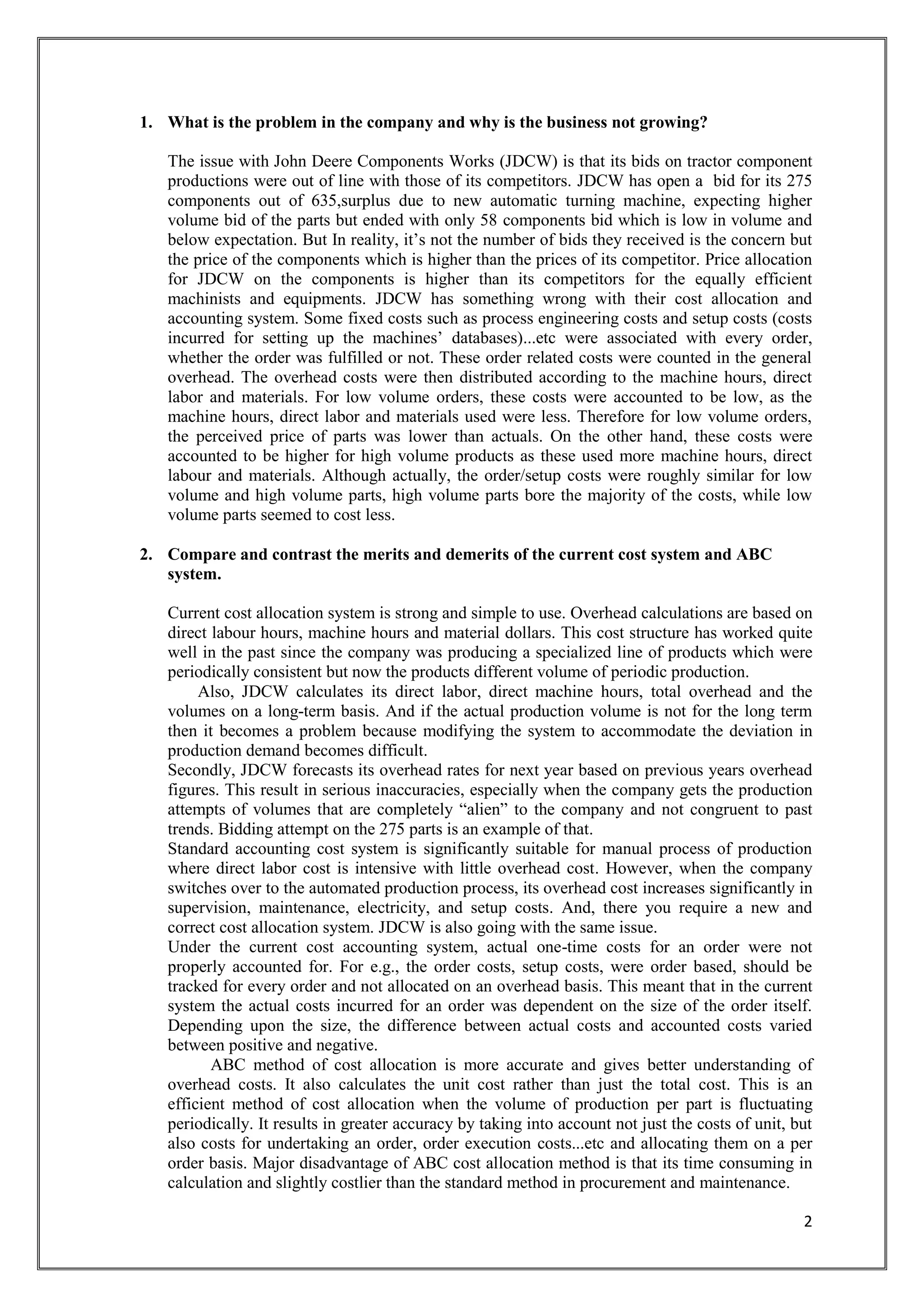 John Deere Case Analysis | DOCX | Business Accounting & Finance | Business