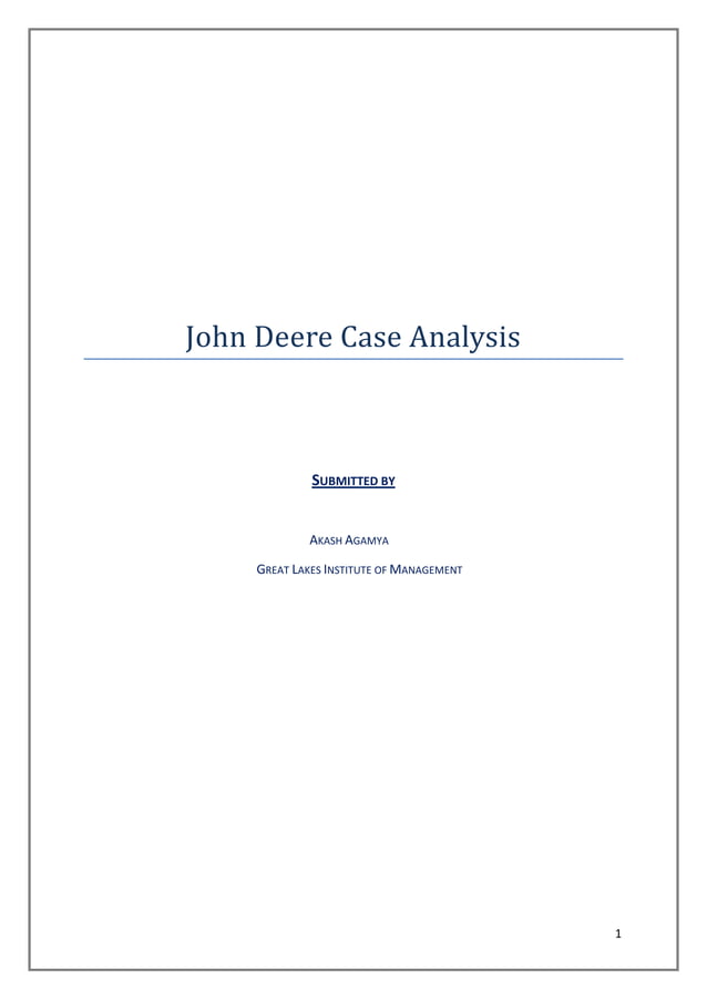 John Deere Case Analysis | DOCX | Business Accounting & Finance | Business