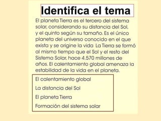 Mas ejercicios identificar tema | PPTX