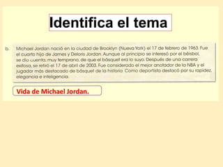 Mas ejercicios identificar tema | PPTX