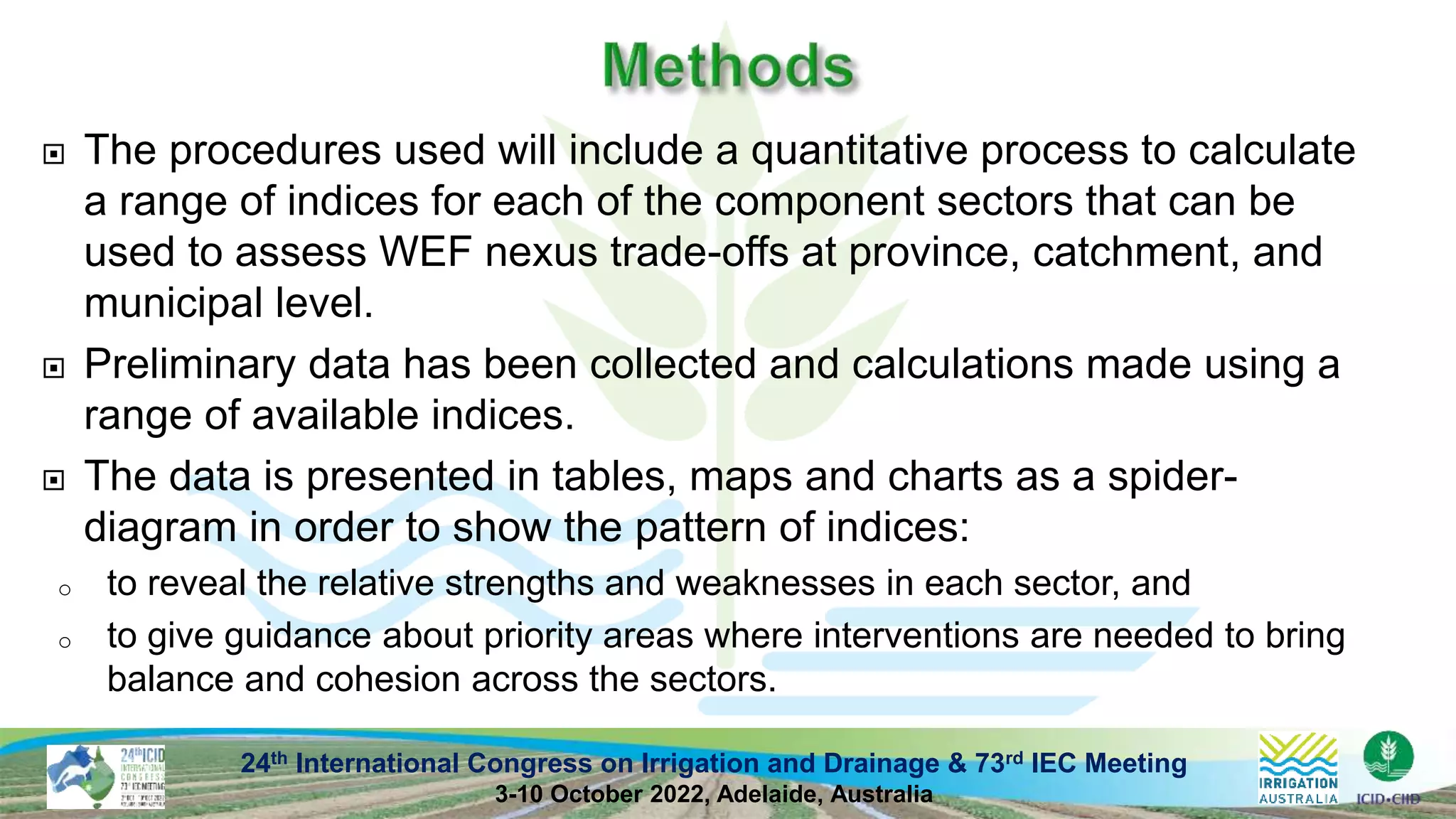APPLICATION OF WATER-ENERGY-FOOD NEXUS FRAMEWORK TOOLS AT DIFFERENT ...