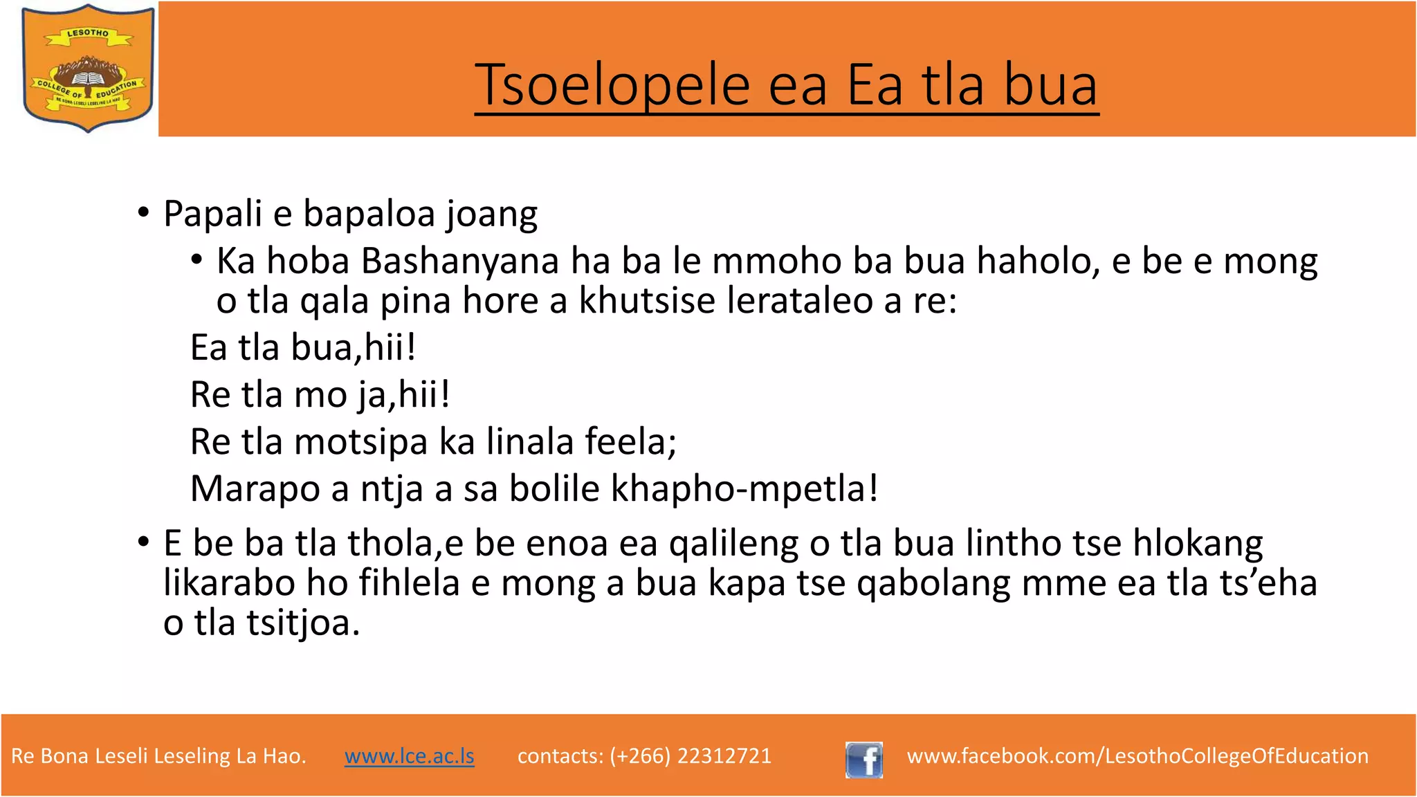 LAPALI TSA SESOTHO (BASOTHO) | PPTX
