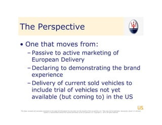 Maserati European Delivery Proposal By us+partners LLC. | PDF