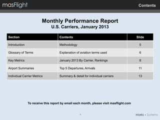 masFlight January 2013 Monthly Performance Report | PPT