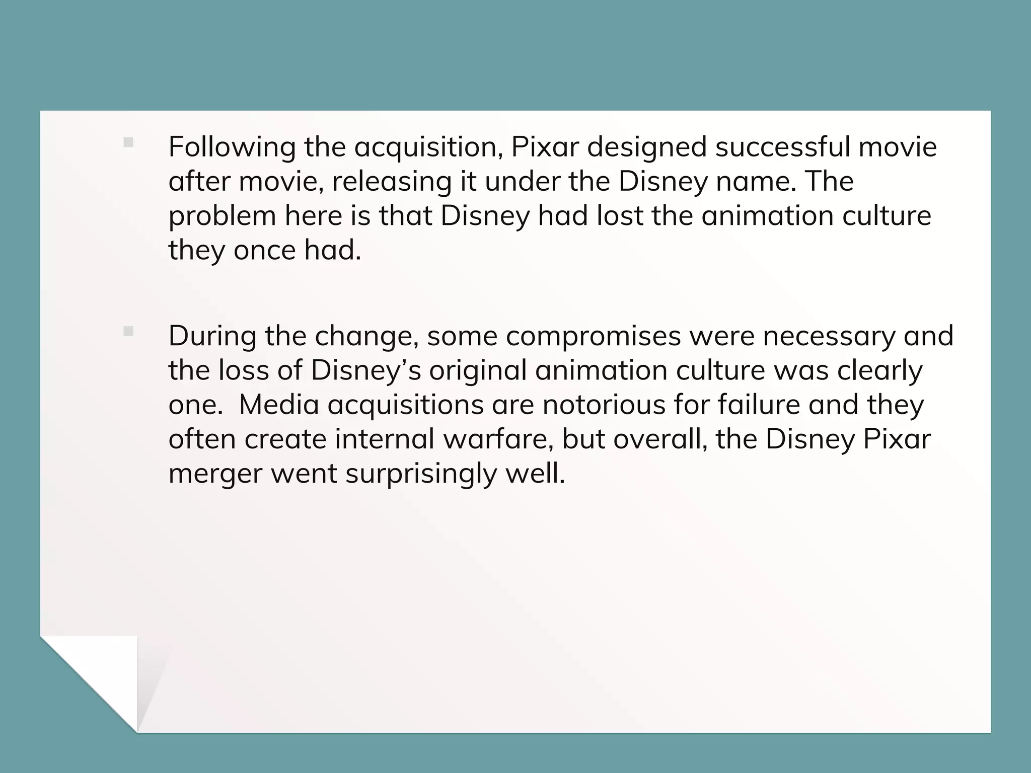 Disney and Pixar Merger | PPTX