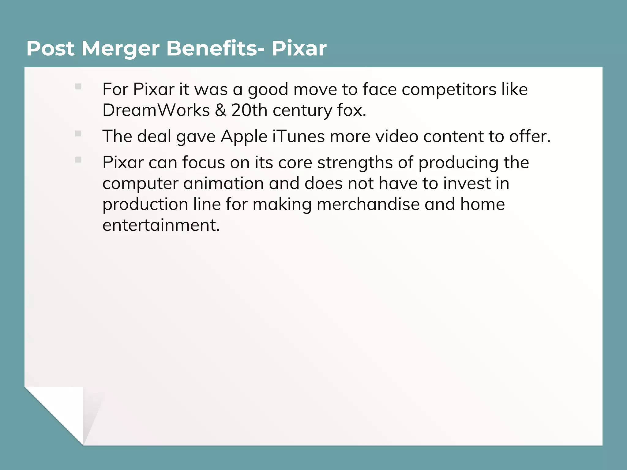 Disney and Pixar Merger | PPTX