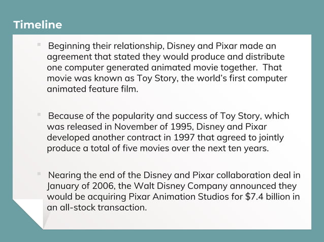 Disney and Pixar Merger | PPTX | Mergers and Acquisitions | Business ...