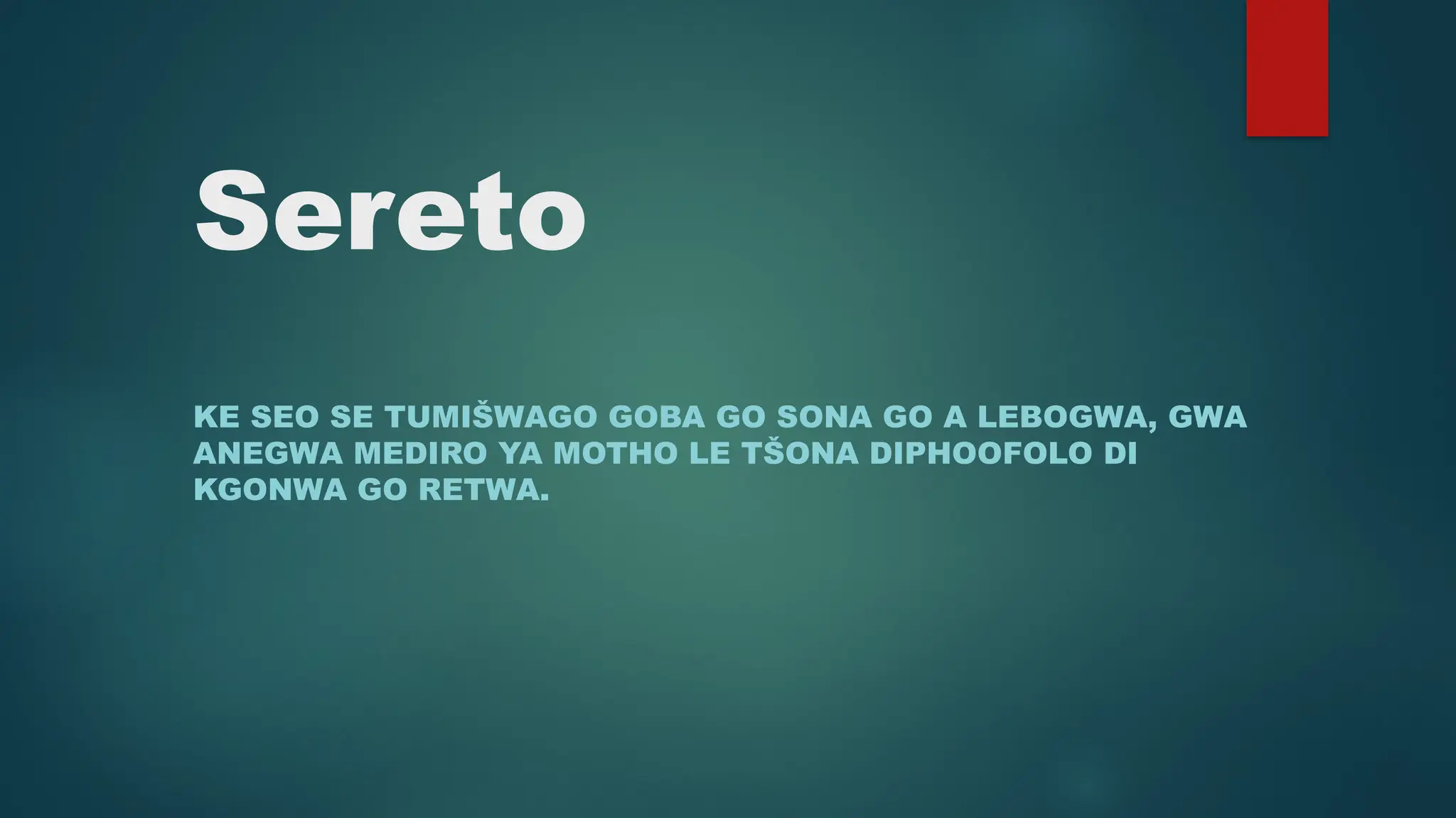Mehuta ya direto tsa sesotho sa leboa ( Sepedi) | PPTX