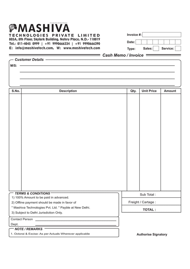 Mashiva Tech | Panacea Innovative Tech Bill Challan | PDF