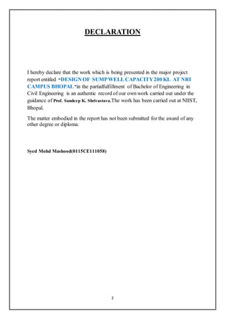 Under Ground water tank design including estimation and costing | DOCX