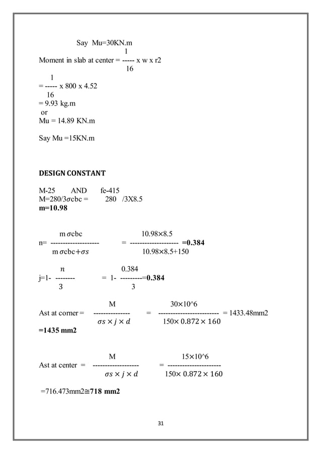 Under Ground water tank design including estimation and costing | DOCX ...