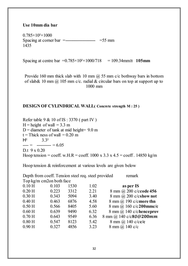 Under Ground water tank design including estimation and costing | DOCX ...